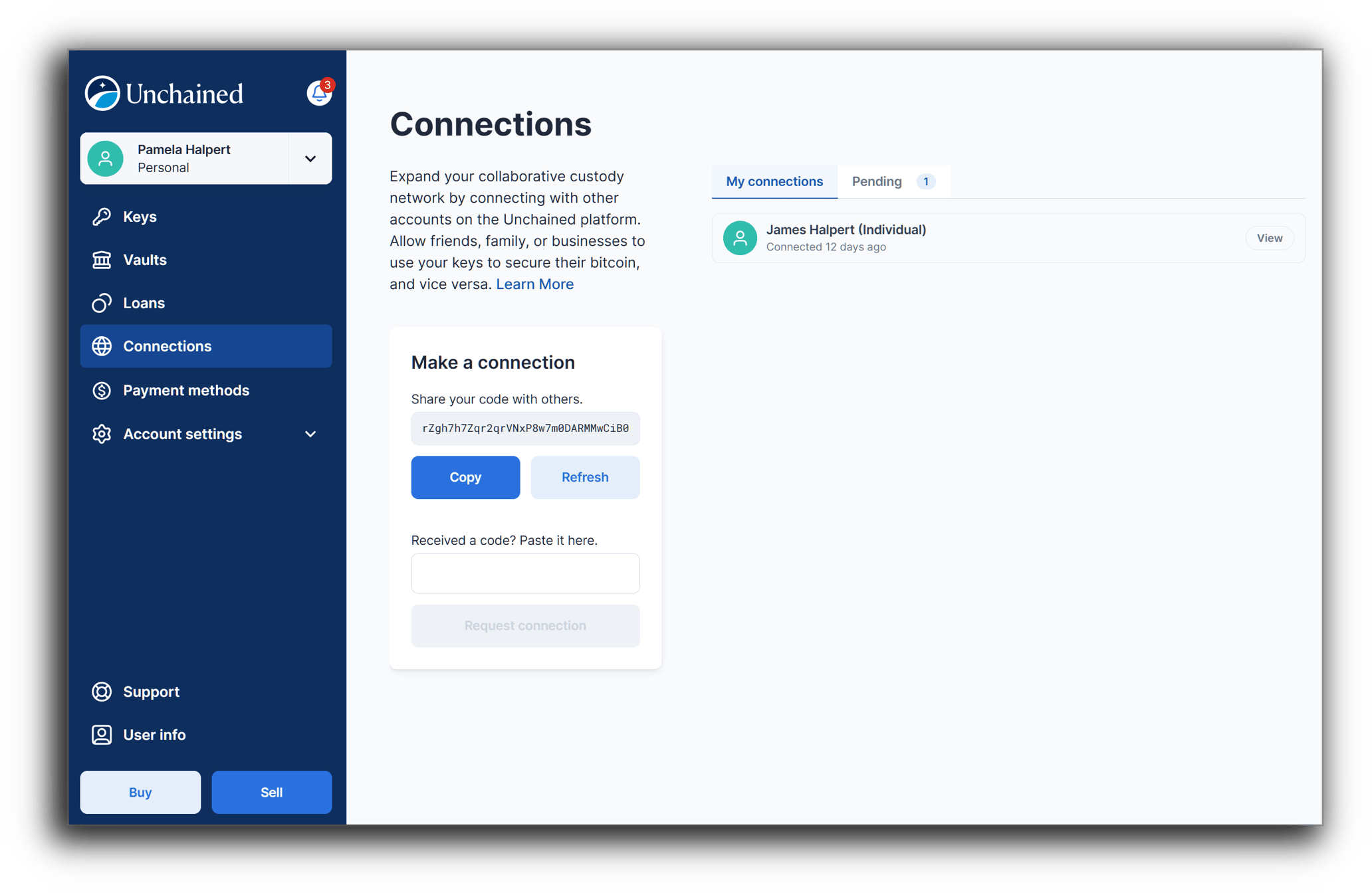 What is a connection and what are shared keys?