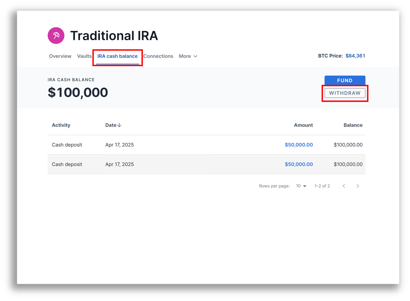 How do I take a distribution from my Unchained IRA?