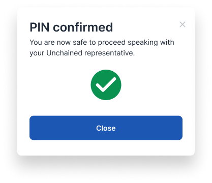 How can I confirm the identity of an Unchained employee over the phone?