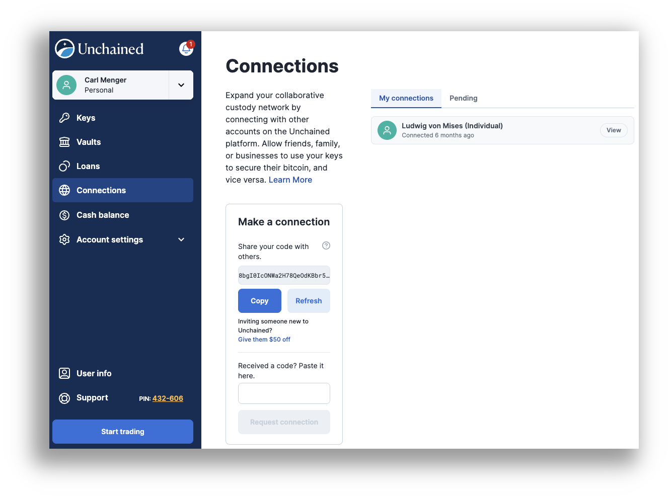 What is a connection and what are shared keys?