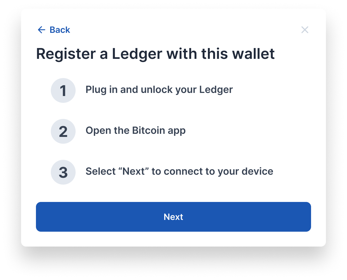 How do I register my Ledger with my vault or loan?