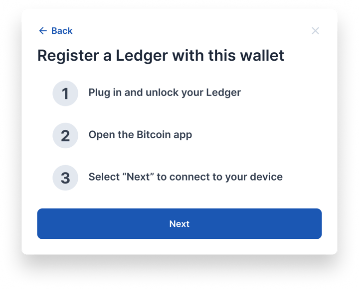 How do I register my Ledger with my vault or loan?