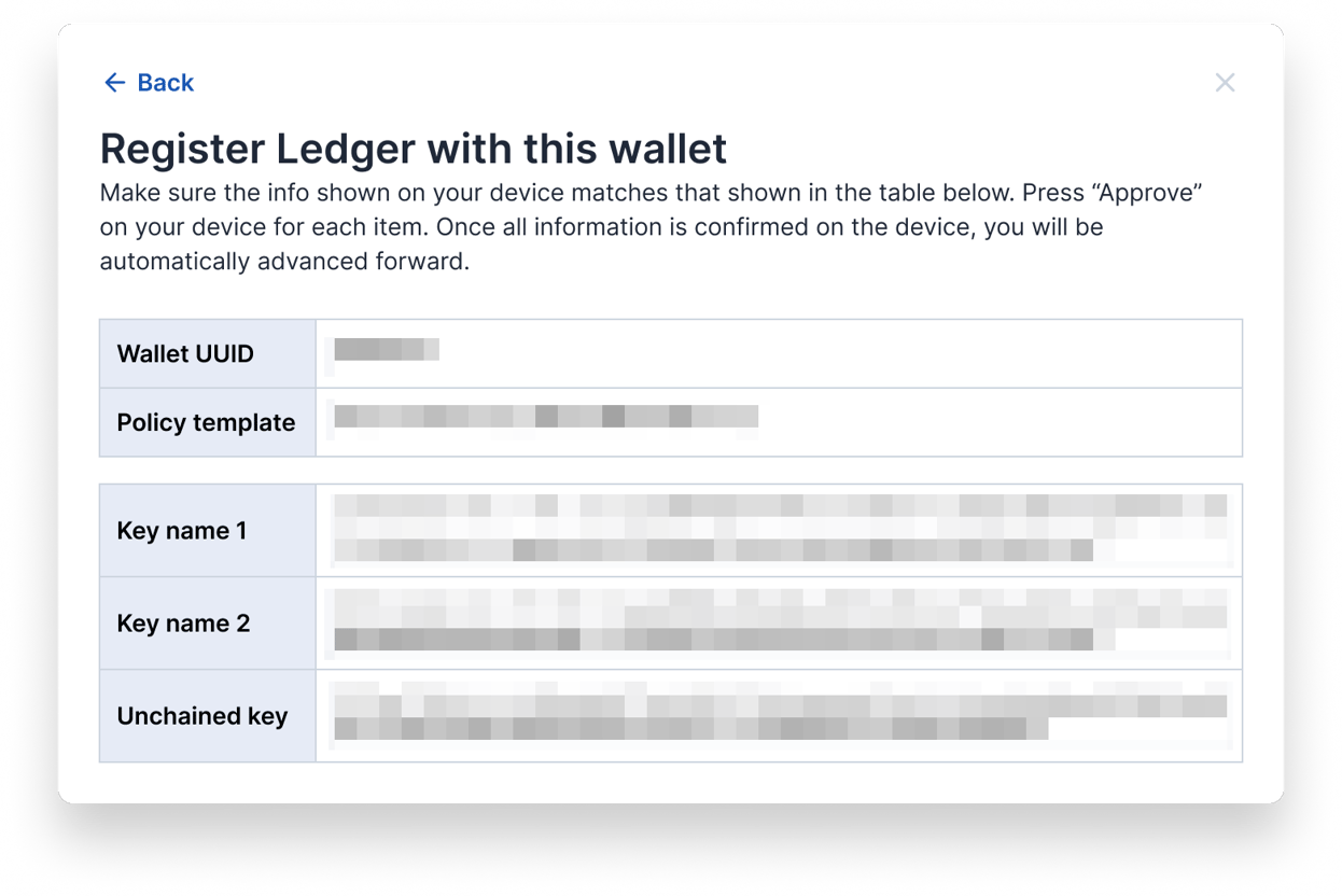 How do I register my Ledger with my vault or loan?